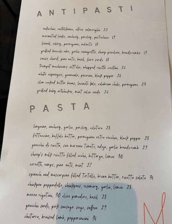 Misi Menu | Enjoy Authentic Italian Pasta & Antipasti in Williamsburg ...